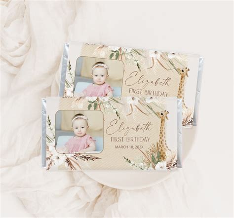 Pampas Grass Chocolate Wrapper Template Boho Giraffe Chocolate Wrapper