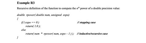 Solved Example R3 Recursive Definition Of The Function To Chegg