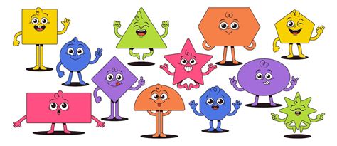 Premium Vector Geometric Figures Cartoon Characters Set Of Square