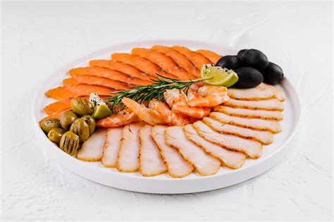 Premium Photo Assorted Seafood Platter With Smoked Salmon And Shrimp