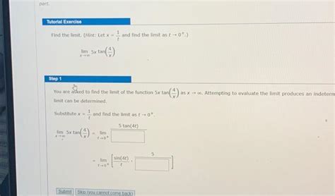 Solved Part Tutorial Exercise Find The Limit Hint Let Chegg