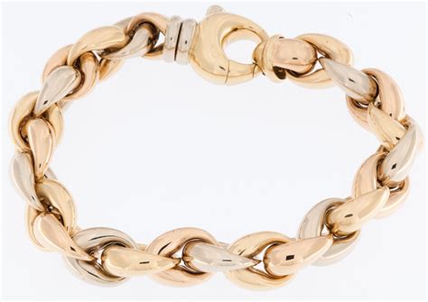 French Triple 18kt Gold Fashion Bracelet For Sale At 1stdibs