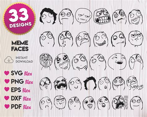Meme Faces Svg Bundle Meme Faces Silhouette Svg Meme Faces Vector