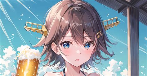 艦隊これくしょん 比叡ちゃんが冷え冷えのビールを給仕してくれてひえ～っ！？な件 月野原 行弥のイラスト Pixiv