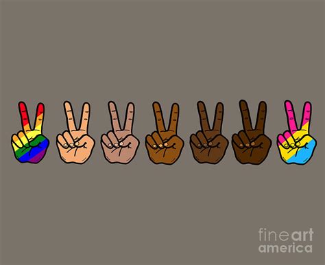 V Sign Gay Rainbow Pansexual Digital Art By Nalidsa Sukprasert Fine