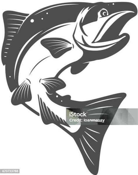 연어 아이콘 흰색 배경에 고립입니다 해산물입니다 메뉴 포스터 상징 기호에 대 한 요소를 디자인 합니다 벡터 흑백 일러스트 레이