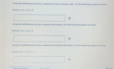 Using The Definitional Formula Compute The Sum Of Chegg