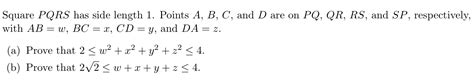 Solved Square Pqrs ﻿has Side Length 1 ﻿points A B C ﻿and D