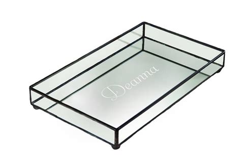 Personalized Glass Tray Vanity Organizer Mirrored Tray With Etsy