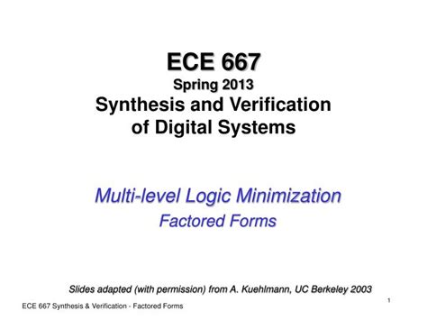 Ppt Ece 667 Spring 2013 Synthesis And Verification Of Digital Systems
