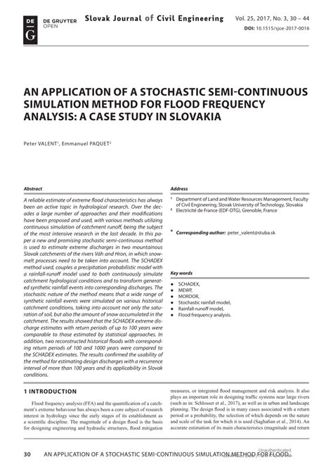 Pdf An Application Of A Stochastic Semi Continuous Simulation Method For Flood Frequency