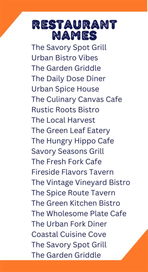 550 Restaurant Names Unique Creative Interesting Cool