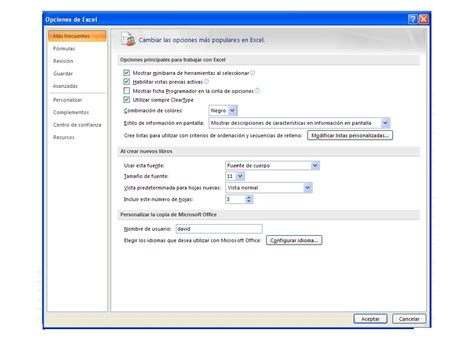 Softaware Para Oficinas Capacitacion R Opciones Generales De Excel