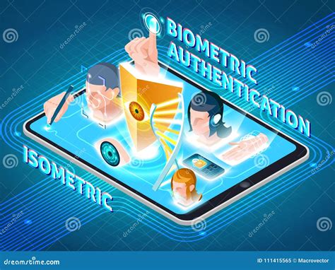 Biometric Authentication Smartphone Isometric Composition Stock Vector