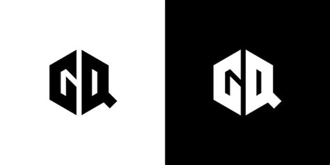 Carta Gq Polígono Hexagonal Design De Logotipo Mínimo E Profissional Em Fundo Preto E Branco