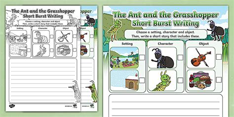 The Ant And The Grasshopper Short Burst Writing Template