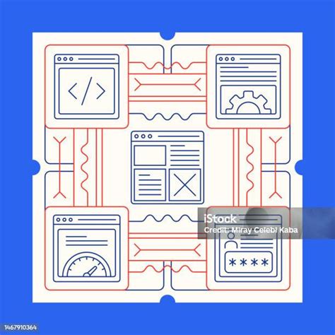 Web Development Line Icon Set And Banner Design Stock Illustration Download Image Now