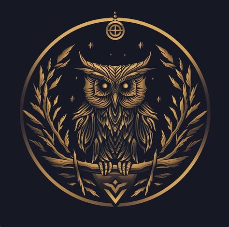 Premium Ai Image A Golden Owl With A Golden Frame And A Gold Circle
