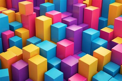 Premium Photo Color Cubic Columns Background 3d Illustration
