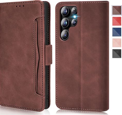 Für Samsung Galaxy S24 Ultra Hülle Leder Klappbar Handyhülle Für