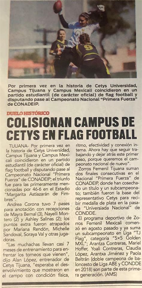 Colisionan Campus De Cetys En Flag Football Cetys