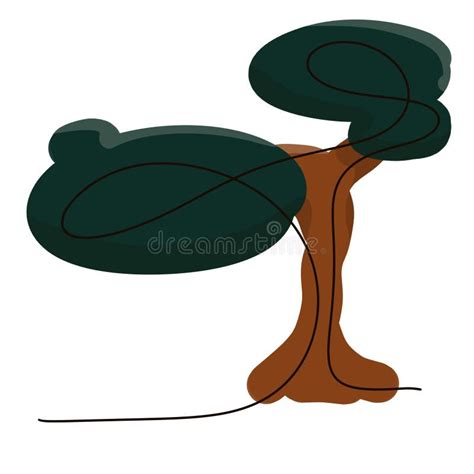 Drawing Of Tree On White Backgroung For Component Of Design Stock