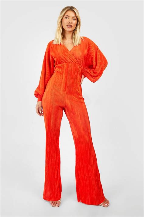 Plisse Wrap Front Jumpsuit Boohoo Uk