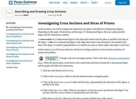 Texas Gateway Describing And Drawing Cross Sections Unit Plan For 9th