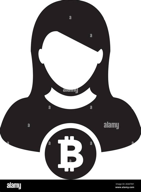 Bitcoin Icon Vector Cryptocurrency Symbol With Female Person Profile Avatar For Digital Currency