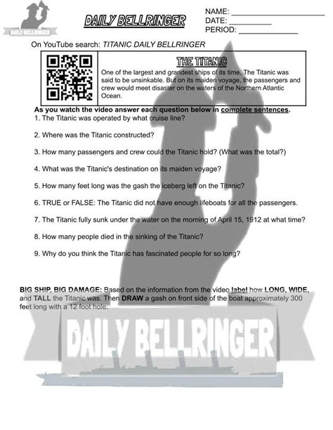 The Titanic Worksheet Mysite