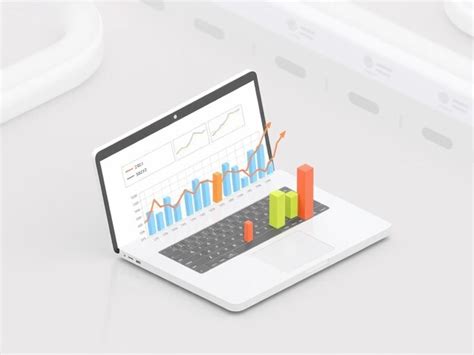 A Laptop With A Graph On The Screen And A Graph On The Screen Premium AI Generated Image