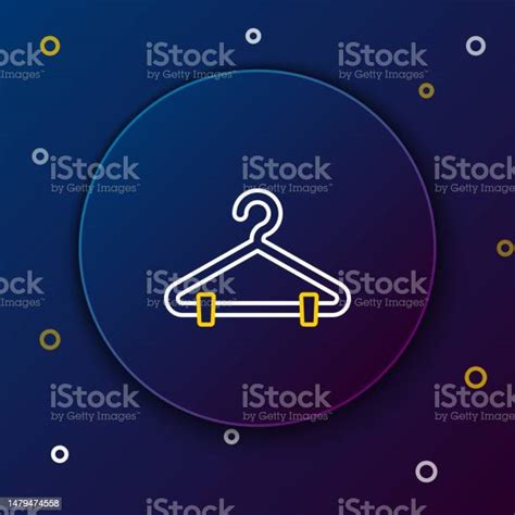 파란색 배경에 격리 된 라인 행거 옷장 아이콘 망토룸 아이콘입니다 의류 서비스 기호 세탁 걸이 표지판 다채로운 개요 개념 벡터 0명에 대한 스톡 벡터 아트 및 기타 이미지