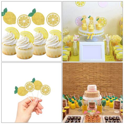 Badu Bg Прекрасна вложка за кексче с лимон Вложка за торта за рожден ден Лимон Десерт Топер