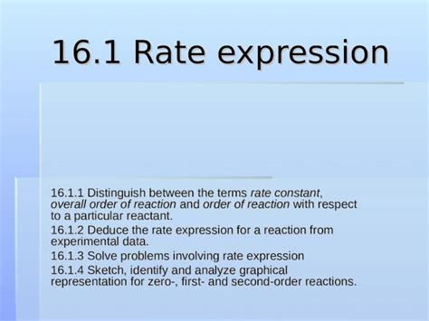 Ppt 161 Rate Expression 1611 Distinguish Between The Terms Rate