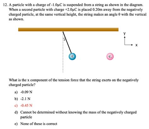 solved 12 a particle with a charge of −1 0μc is suspended