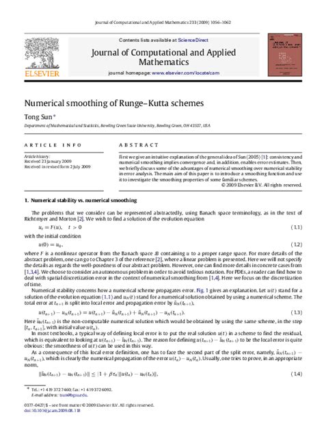 Pdf Numerical Smoothing Of Rungekutta Schemes
