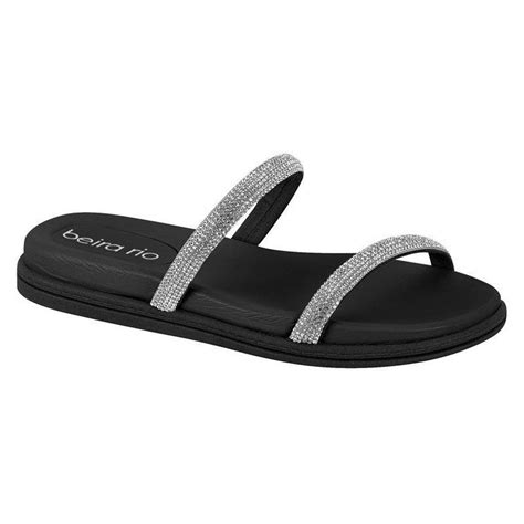 Sandália Feminina Beira Rio Com Cristais 8488 105 Preto Netshoes