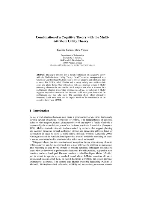 Pdf Combination Of A Cognitive Theory With The Multi Attribute
