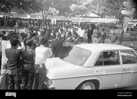 Marshal Lon Nol Center Arrives At An Inauguration Ceremony In Phnom