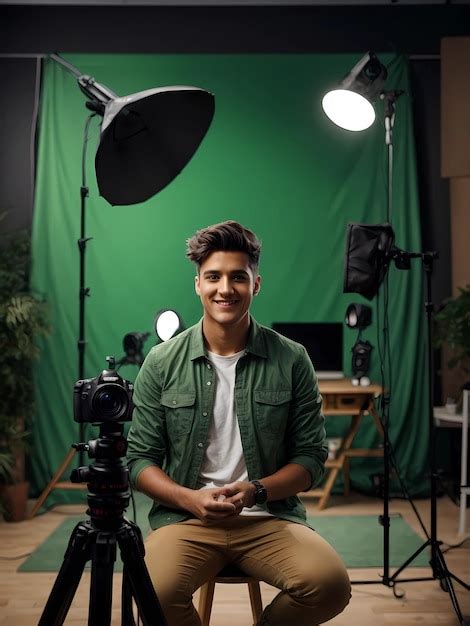 Premium Photo A Male Content Creator In Studio