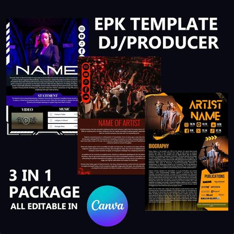 Electronic Press Kit Bundle 3 Templates Instant Download Epk For