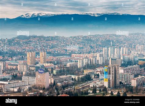 15 March 2024 Sarajevo Bosnia And Herzegovina Scenic Beauty Of Sarajevos Cityscape Where