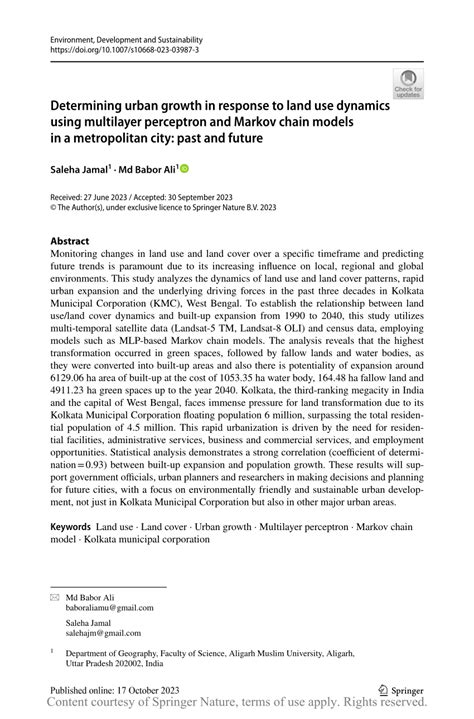 determining urban growth in response to land use dynamics using