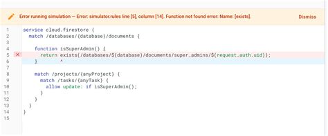 Firebase Security Firestore Error Function Not Found Error Name