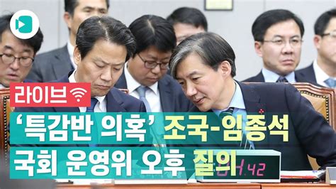 청와대 특감반 의혹 조국·임종석 국회 운영위원회 오후 질의 비디오머그 Youtube