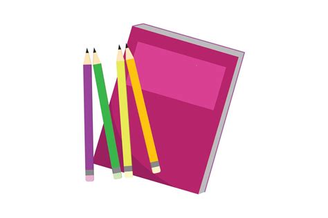 Book And Colorful Pencils Vector Art Graphic By Artgreesa · Creative