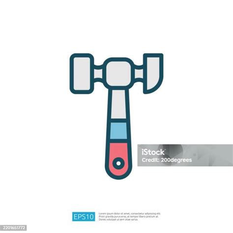 이 이미지는 도구나 건설 작업을 상징하는 화려한 손잡이가 있는 머리가 두 개 달린 디자인이 특징인 양식화된 망치를 묘사합니다 Diy에 대한 스톡 벡터 아트 및 기타 이미지