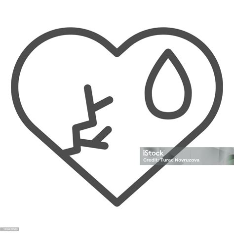 哭碎的心線圖示裂開的愛形與淚滴符號輪廓風格象形在白色背景移動概念和網頁設計的關係標誌向量圖形向量圖形及更多互聯網圖片 Istock