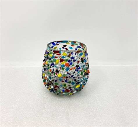 Stemless Wine Glass Rainbow Graniti Blue Dorado Design