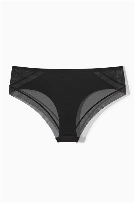 Cos Mesh Panelled Briefs In Black Endource